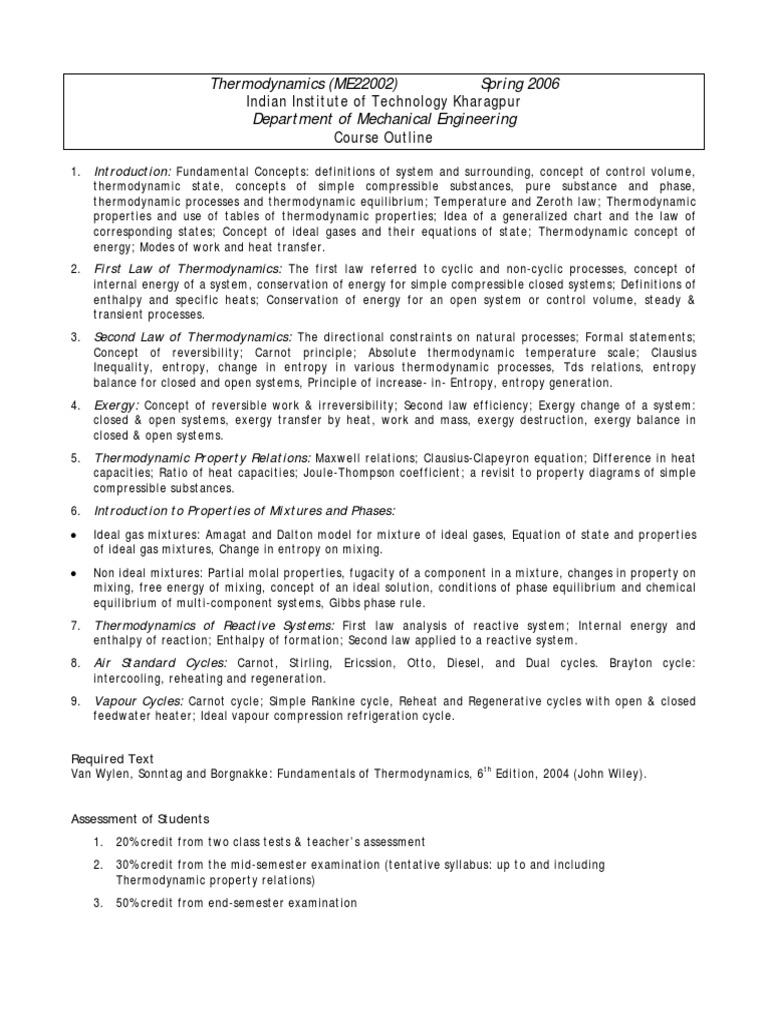 Thermodynamics - Lecture Notes (IIT KGP) | PDF | Steam Engine | Gas ...
