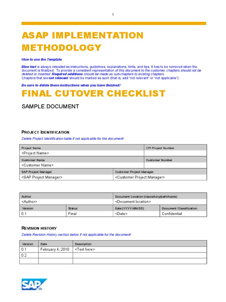 Asap Implementation Methodology: Sample Document | PDF | Business Process | Project Management