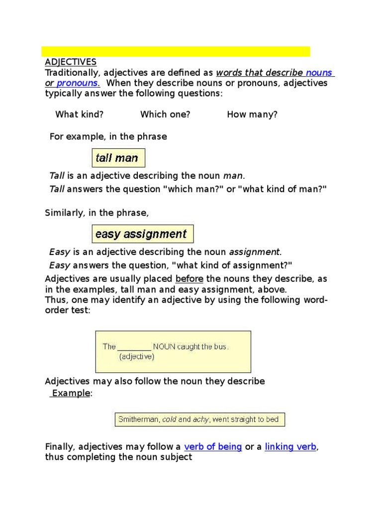 Understanding Adjectives and Their Use | PDF | Language Arts & Discipline