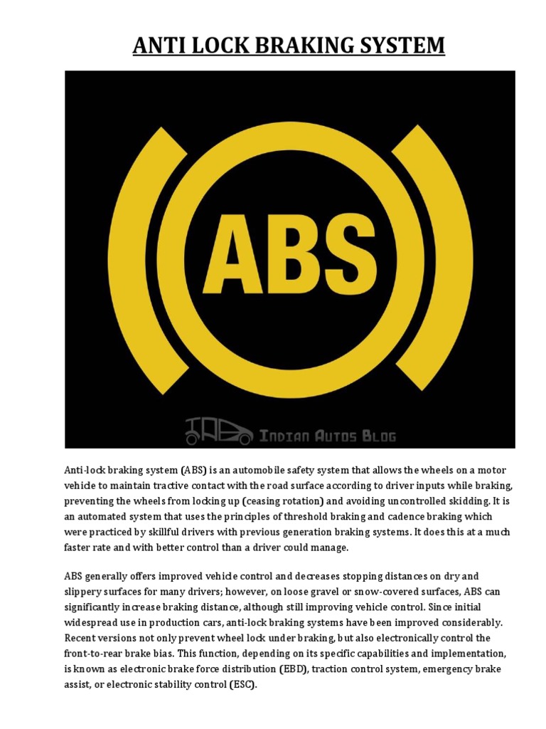 Anti Lock Braking System | PDF | Anti Lock Braking System | Automobiles