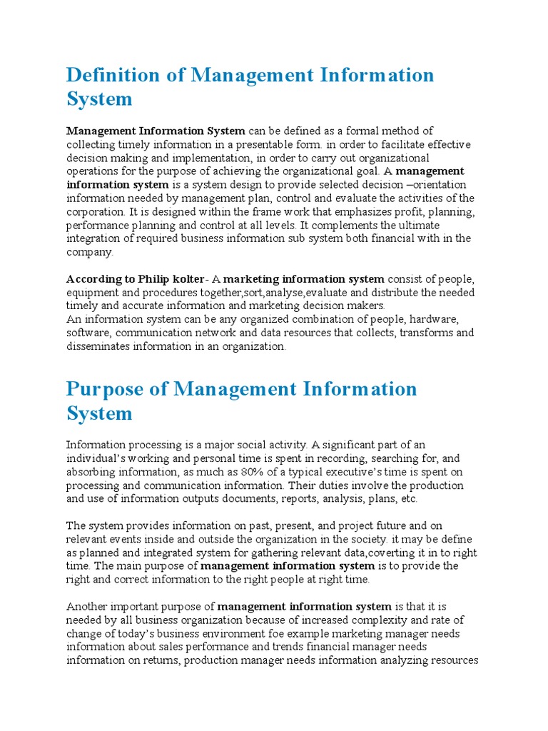 Definition of Management Information System | PDF | Information System ...