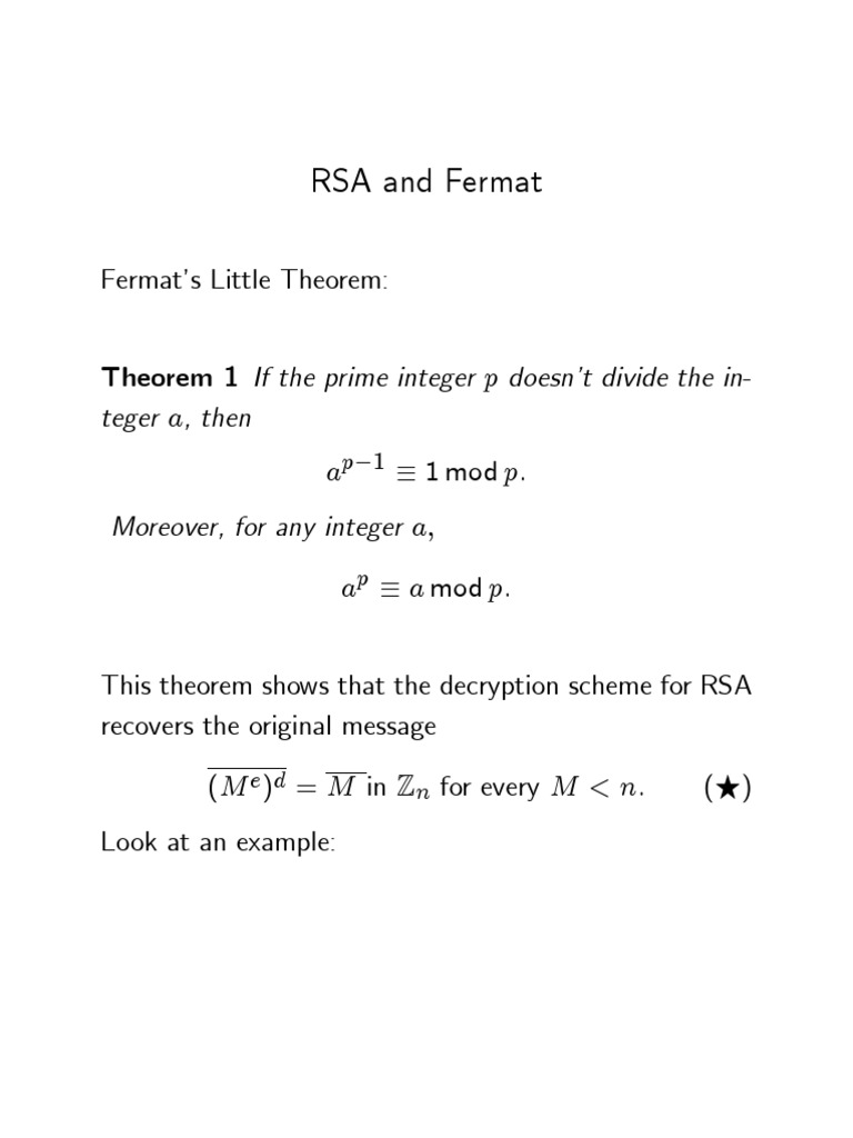 RSA and Fermat | PDF | Prime Number | Encryption
