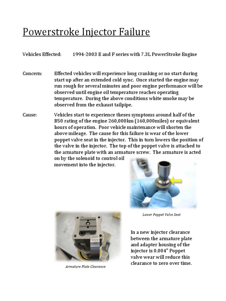 HEUI Injector Poppet Valve Armature Clearance | PDF | Propulsion ...