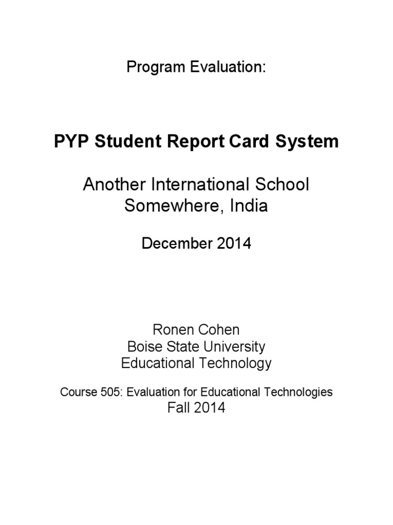 Final Evaluation Report - Student Report Card System - An International ...