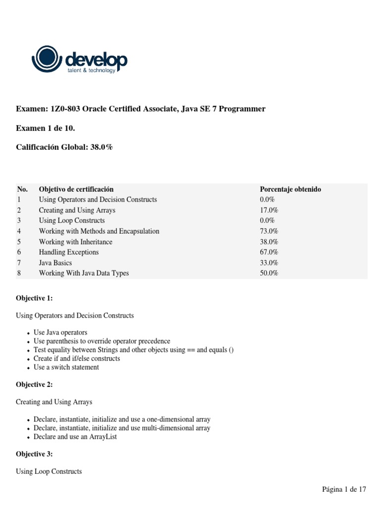 Examen De Java Certification Pdf Method Computer Programming Java Programming Language 