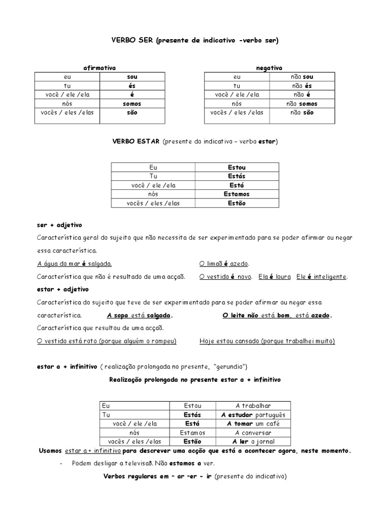 VERBO SER (presente de indicativo -verbo ser)