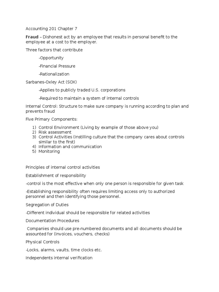 Accounting 201 Chapter 7 | PDF