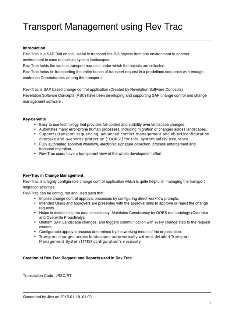 Transport Management Using Rev Trac | PDF | Information Technology ...