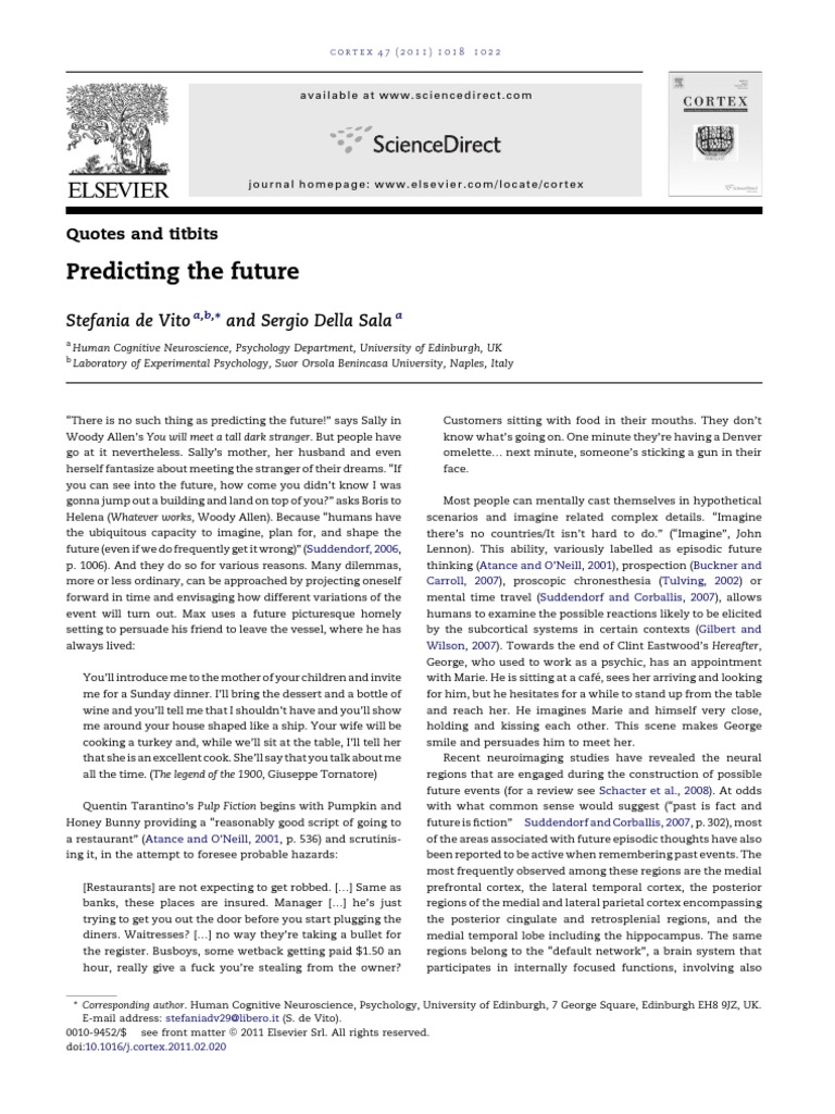 Predicting The Future | PDF | Amnesia | Memory