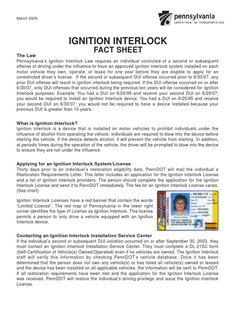 Ignition Interlock Facts Pdf Drunk Driving In The United States