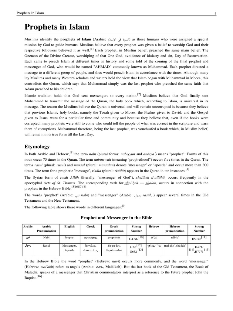 PROPHETS.pdf | Prophets And Messengers In Islam | Ishmael