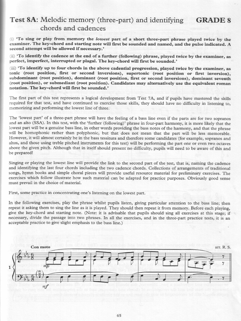 Test 8A: Melodic Memory (Three-Part) and Identifiiing | PDF | Chord ...