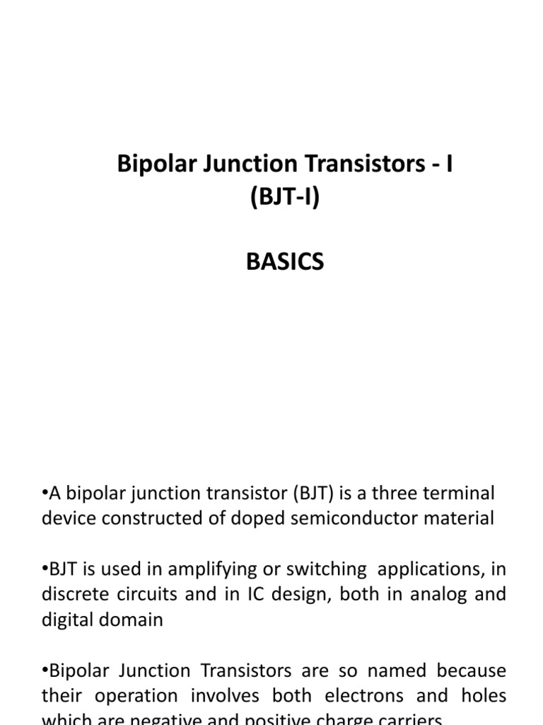 03 BJT-Basics PDF | PDF | Bipolar Junction Transistor | Electrical ...