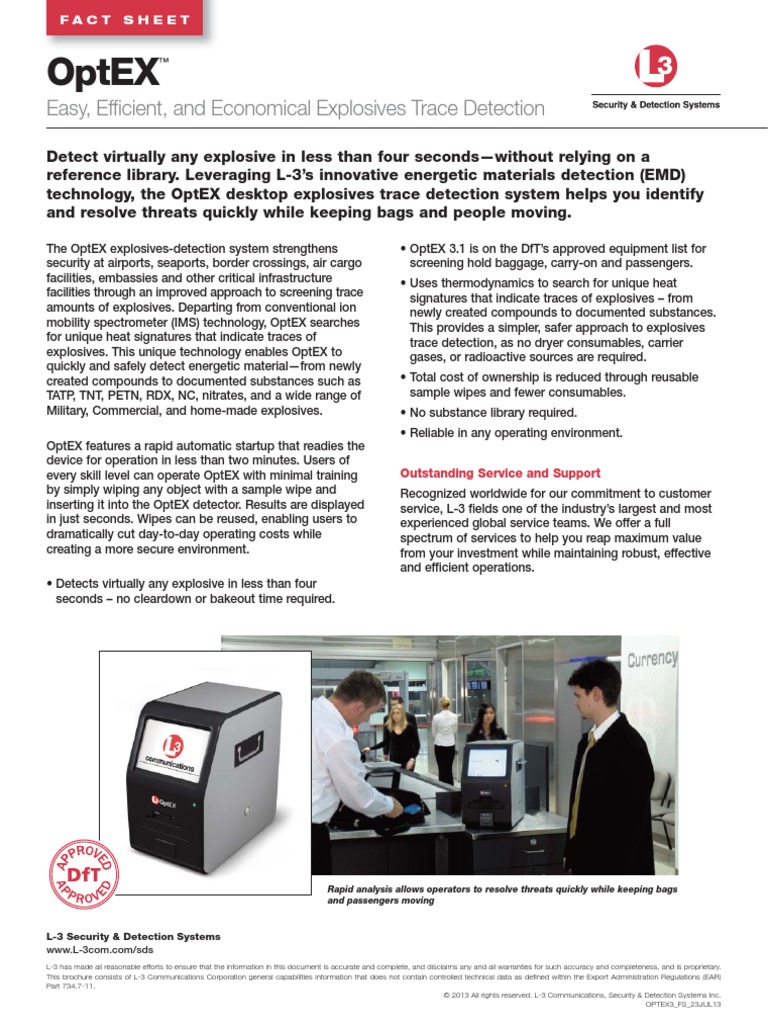 Optex: Easy, Efficient, and Economical Explosives Trace Detection | PDF | Explosive Material ...