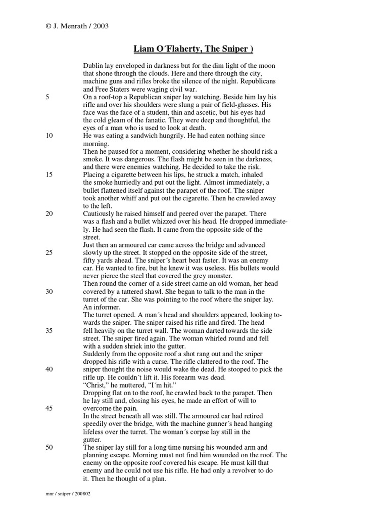 The Sniper | PDF | Sniper | Narration