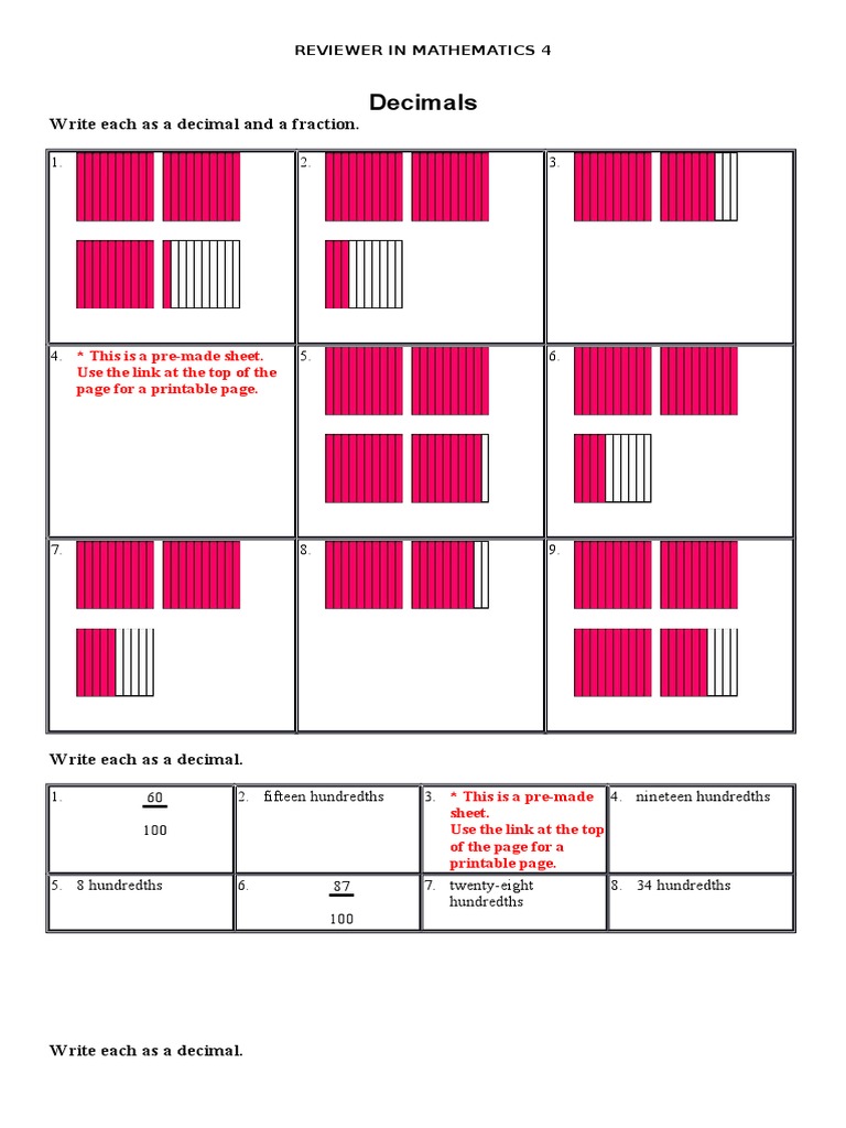Reviewer in Mathematics 4 | PDF | Decimal | Notation