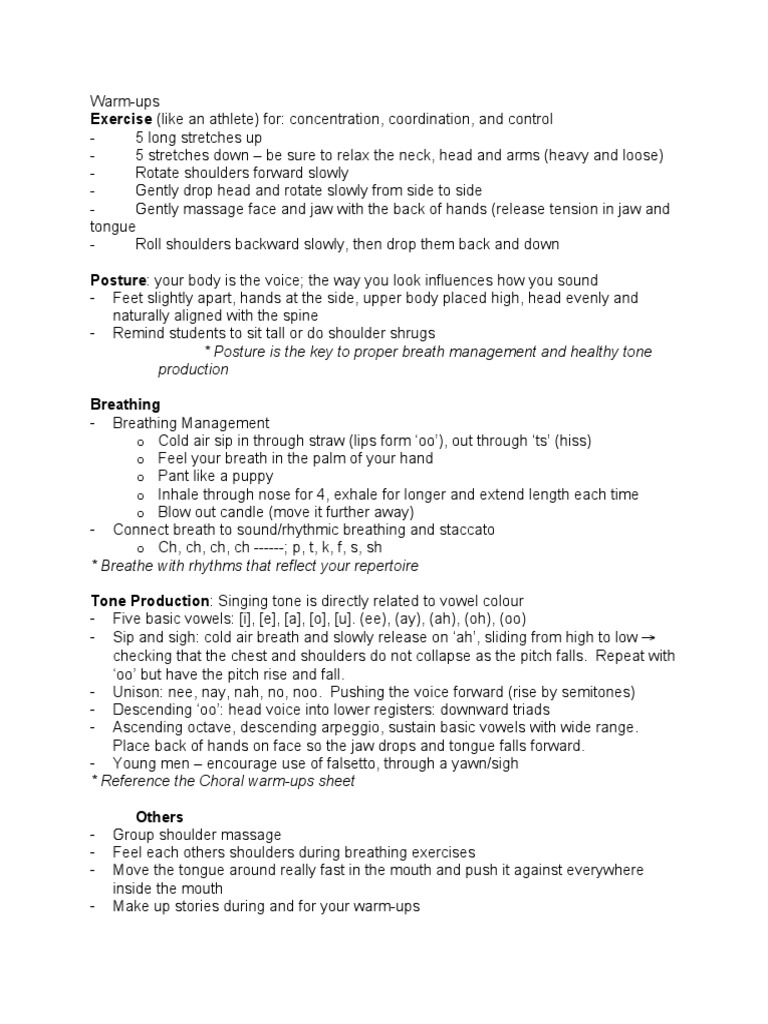 Vocal Warm-Ups for Choir Training | PDF | Language Arts & Discipline ...