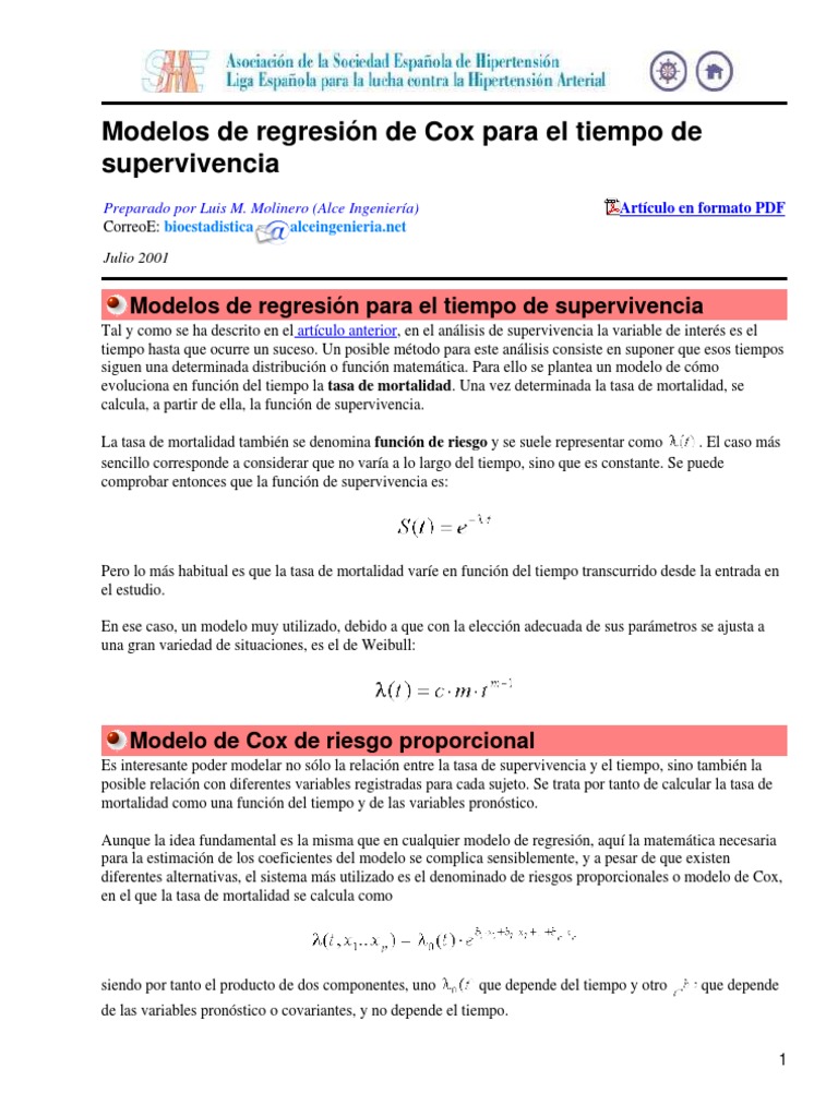 Modelos de Regresión de Cox para El Tiempo de Supervivencia | PDF ...