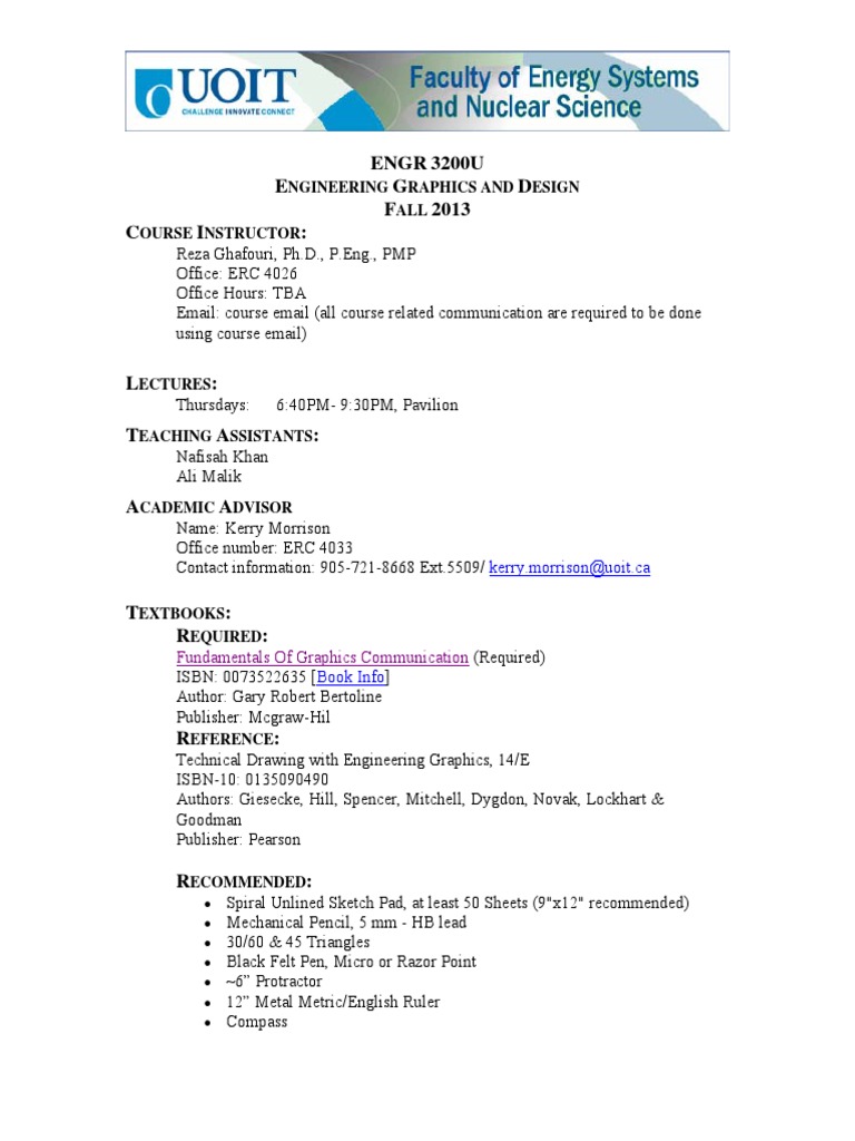 Engineering Graphics Course Outline | Technical Drawing | Computer ...