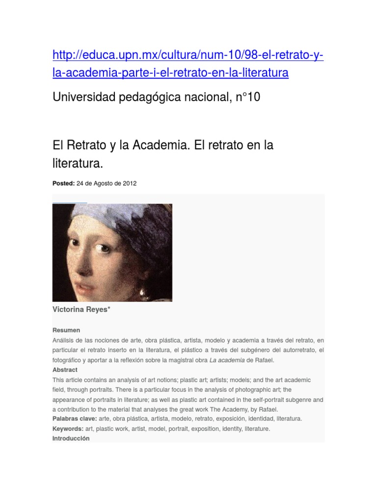 Retrato Literario: Definición y Ejemplos | PDF | Retrato | La imagen de ...