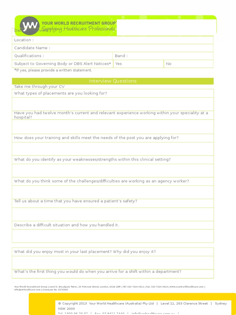 INTERVIEW FORM Nov 2014 | PDF | Nursing | Patient