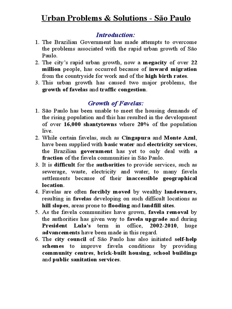 São Paulo's Urban Challenges | PDF | Traffic Congestion | Traffic