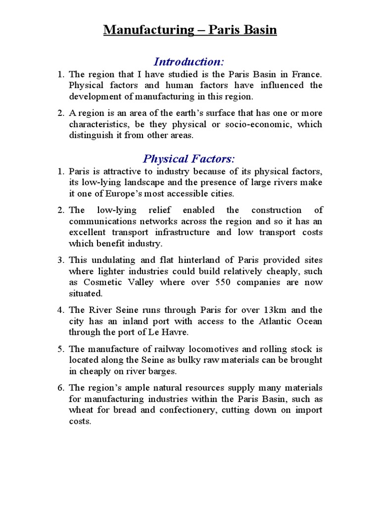 Manufacturing - Paris Basin | PDF | Paris | France