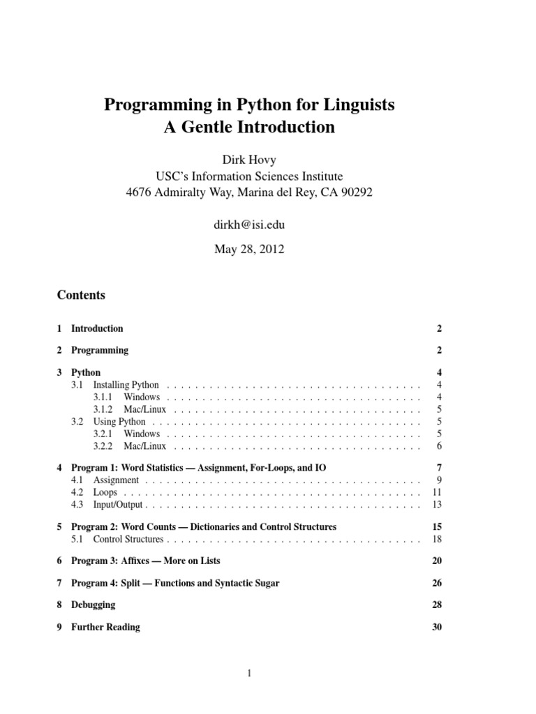 Programming in Python For Linguists A Gentle Introduction | PDF ...