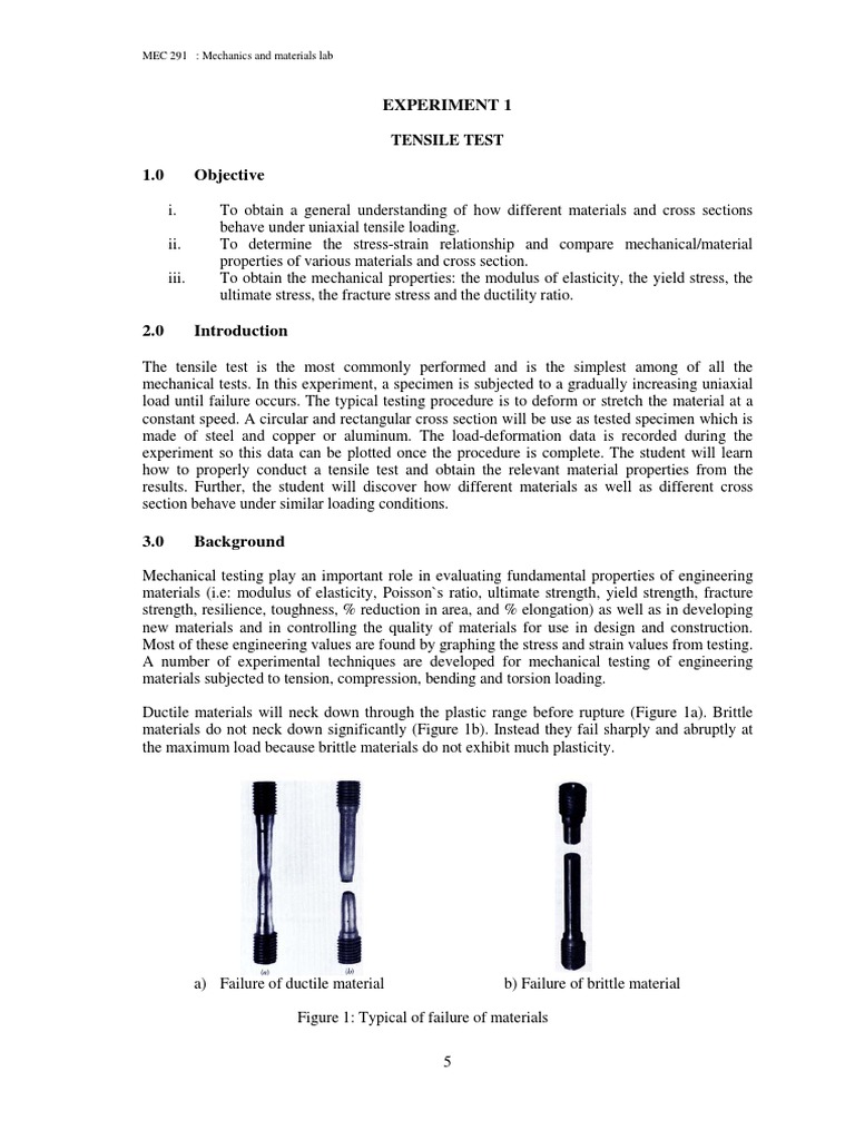 Experiment 1-Tensile Test | Deformation (Engineering) | Ultimate ...