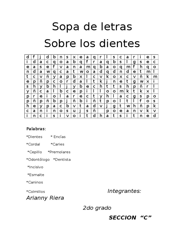 Sopa de Letras de Los Dientes | PDF