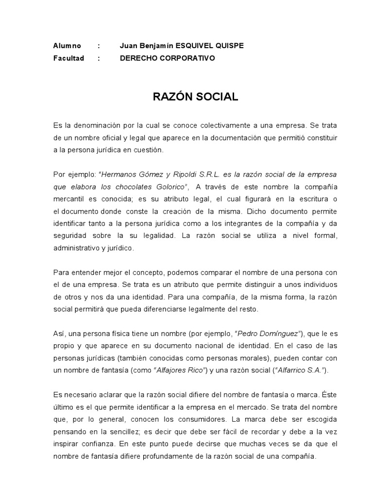 Razon Social | PDF | Razón | Marca