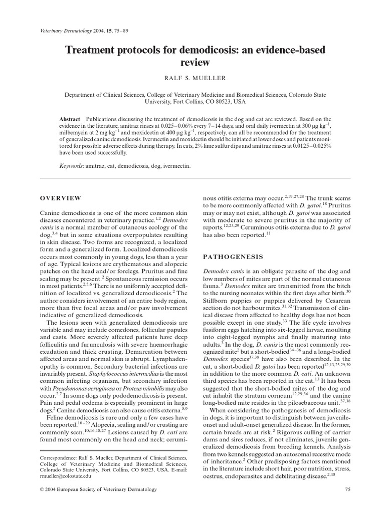 Treatment Protocols For Demodicosis - An Evidence-Based Review (Pages ...