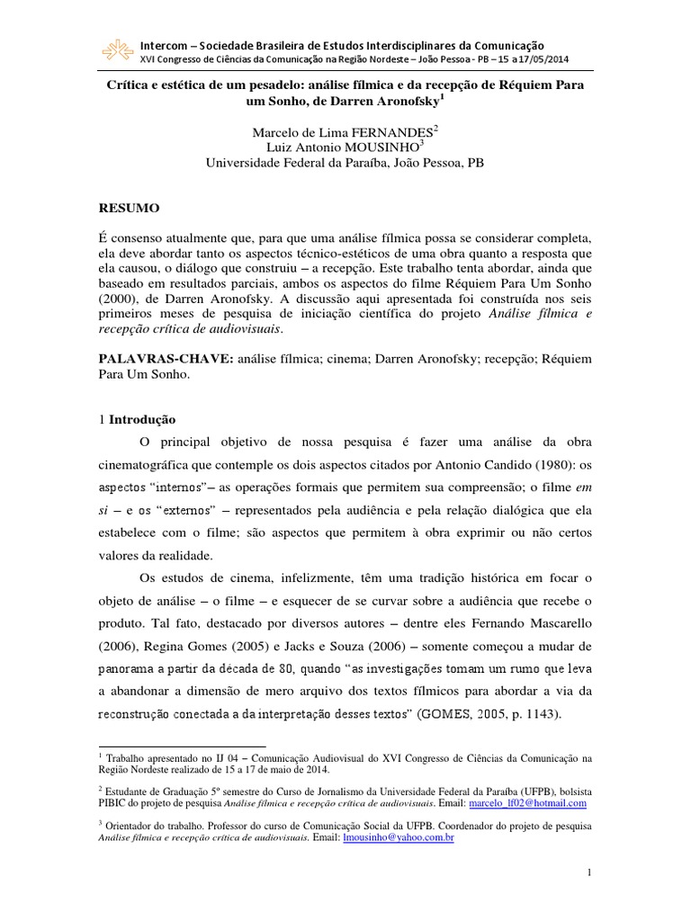 Análise Fílmica de Réquiem Para Um Sonho | PDF | Comunicação ...