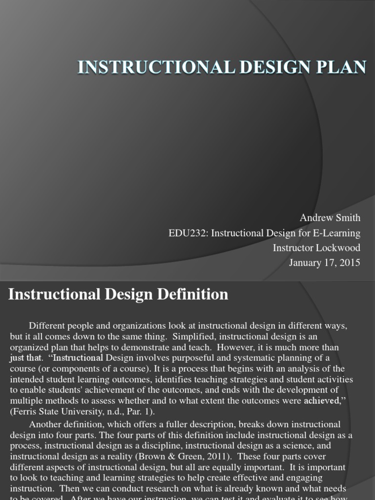 Instructional Design Plan | PDF | Educational Assessment ...