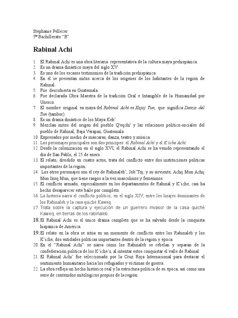 Historia y Significado del Rabinal Achí | PDF | Pueblos mayas | Guatemala