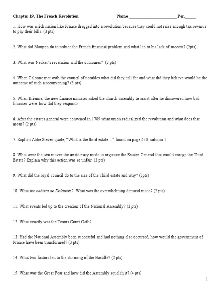 Chapter 19 Reading Guide 2014 | PDF | Reign Of Terror | Maximilien ...