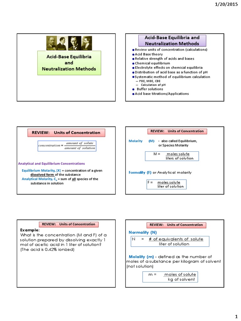 Acid-Base Equilibrium Applications | PDF | Chemical Equilibrium | Acid