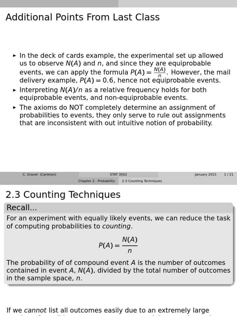 Class 2 Notes | PDF | Probability | Experiment