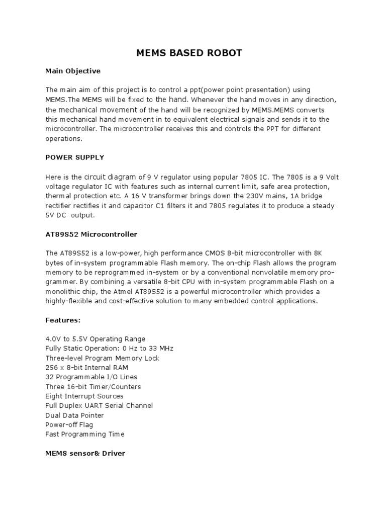 Mems Based Robot: The Hand Mechanical Movement | PDF ...