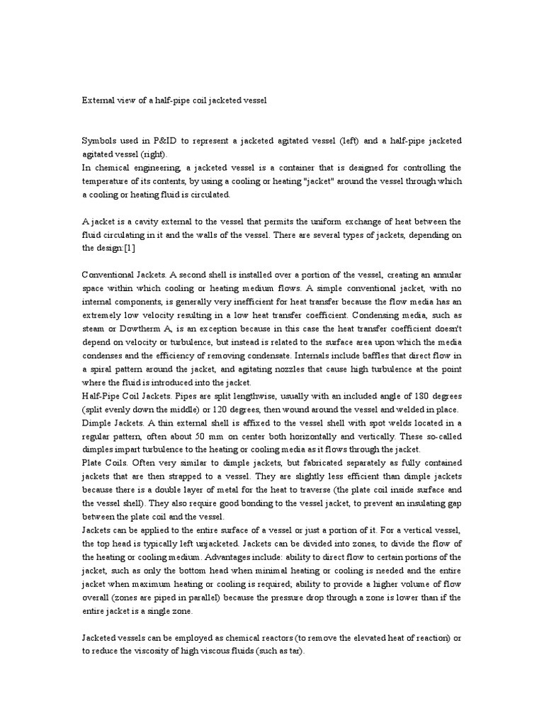 Jacketed Vessels | PDF | Heat Transfer | Materials Science