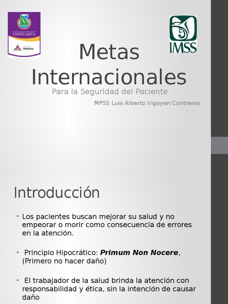 Metas Internacionales Seguridad Del Paciente | PDF | Seguridad del ...