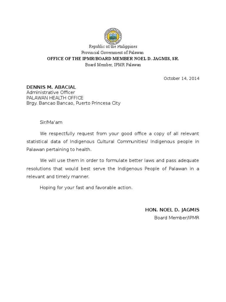 Letter of Request NCIP | PDF