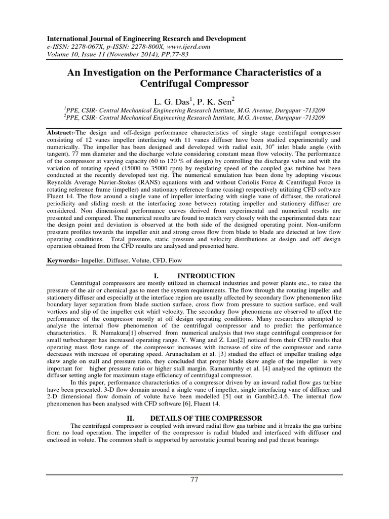 An Investigation On The Performance Characteristics of A Centrifugal ...