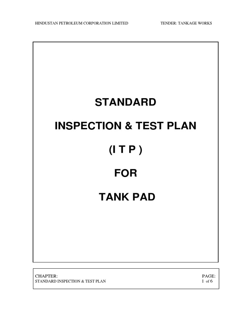 18) ITP For Tank Pad Report | PDF | Industries | Concrete