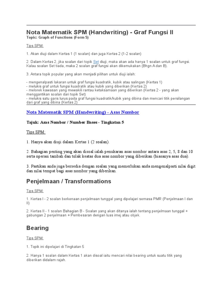 Nota Matematik SPM 5 | PDF