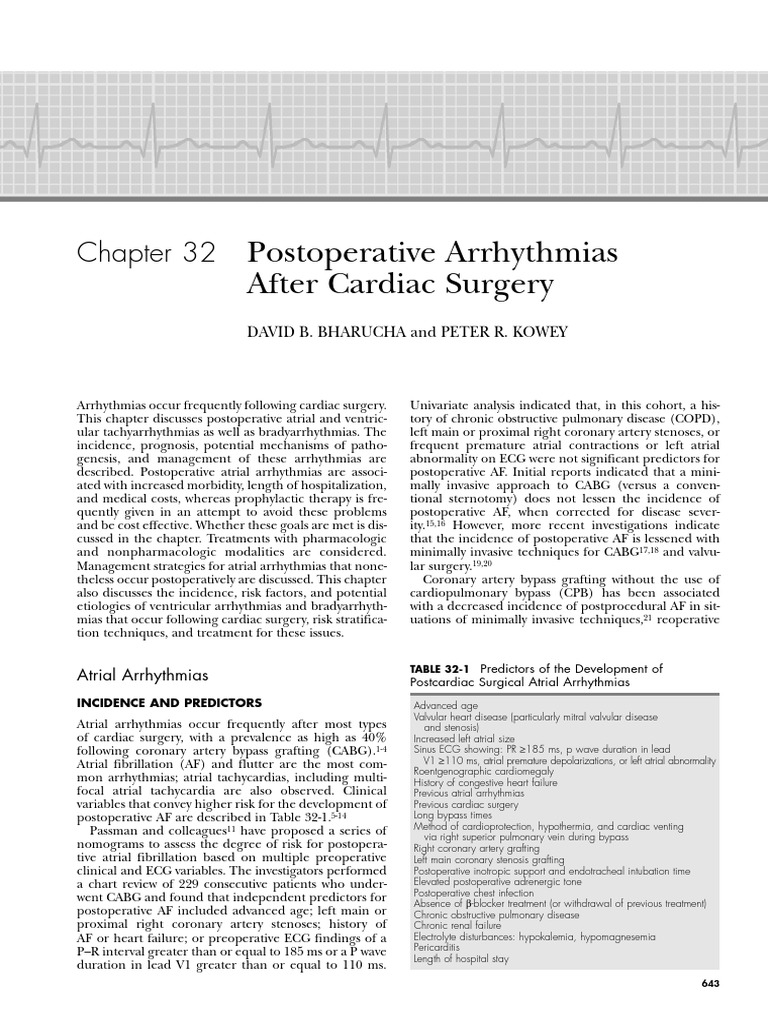 Postoperative Arrhythmias After Cardiac Surgery: David B. Bharucha and ...