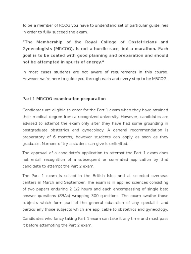 MRCOG Part 1 Exam Preparation Guide | PDF | Multiple Choice | Test ...