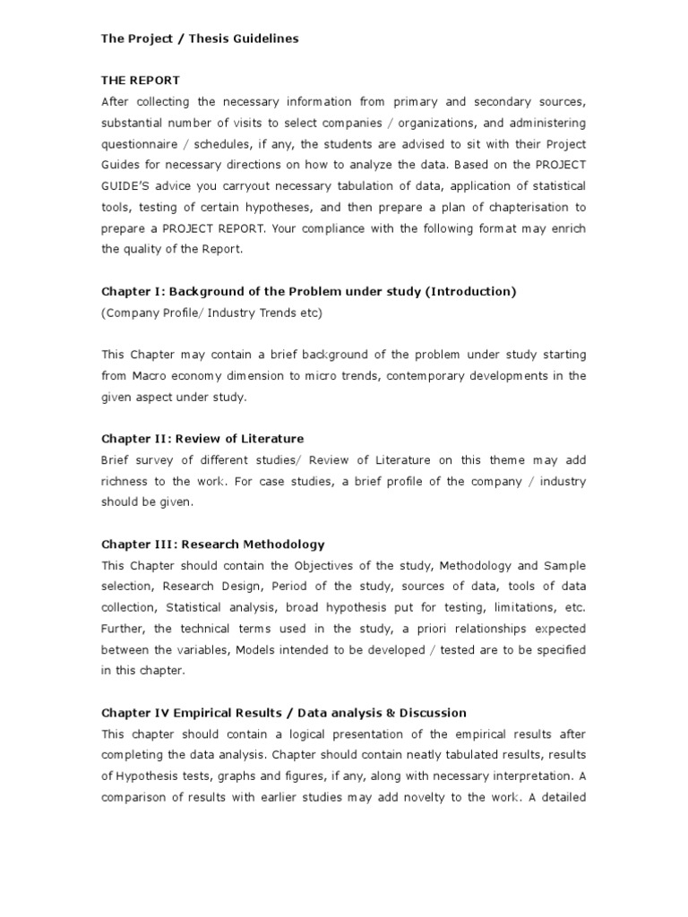 The Project Guidelines | PDF