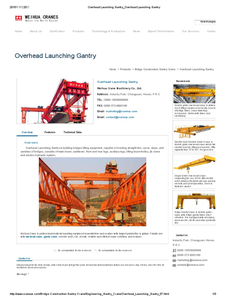 Overhead Launching Gantry - Overhead Launching Gantry | PDF | Crane ...