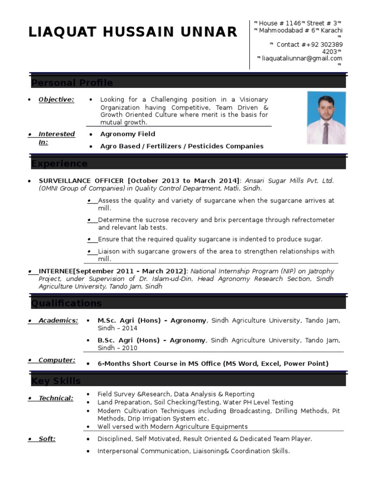Liaquat Hussain Unnar CV | PDF